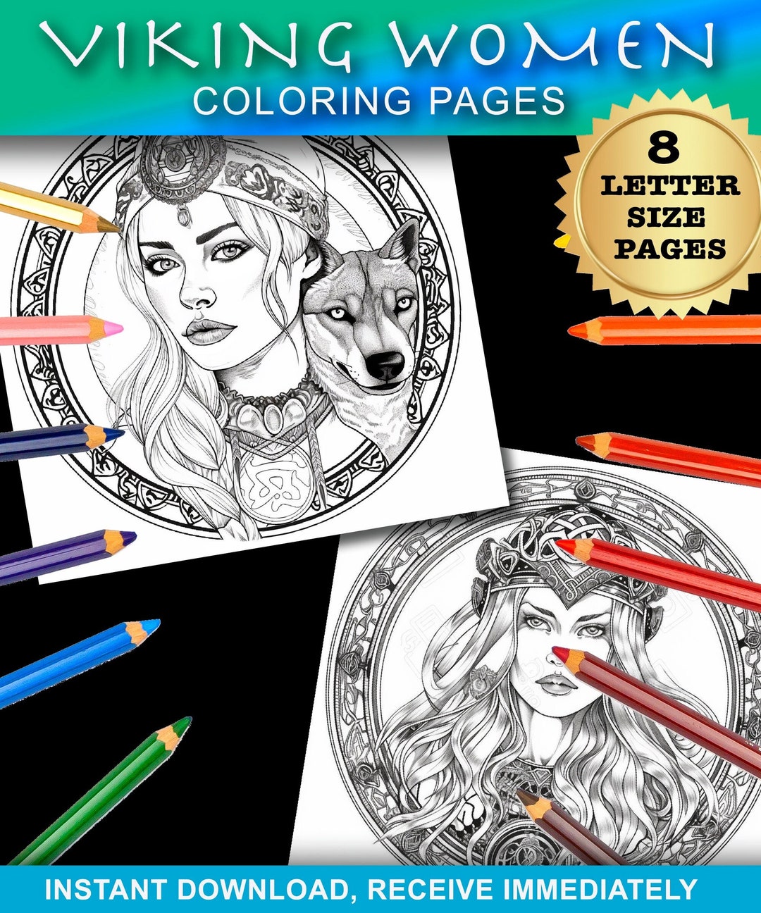 Viking Women Coloring Pages Printable Coloring for Adults, Teens ...