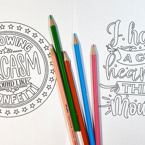 14 Sarcastic Coloring Pages | 14 Printable Adult Fun, Stress-free Humor ...