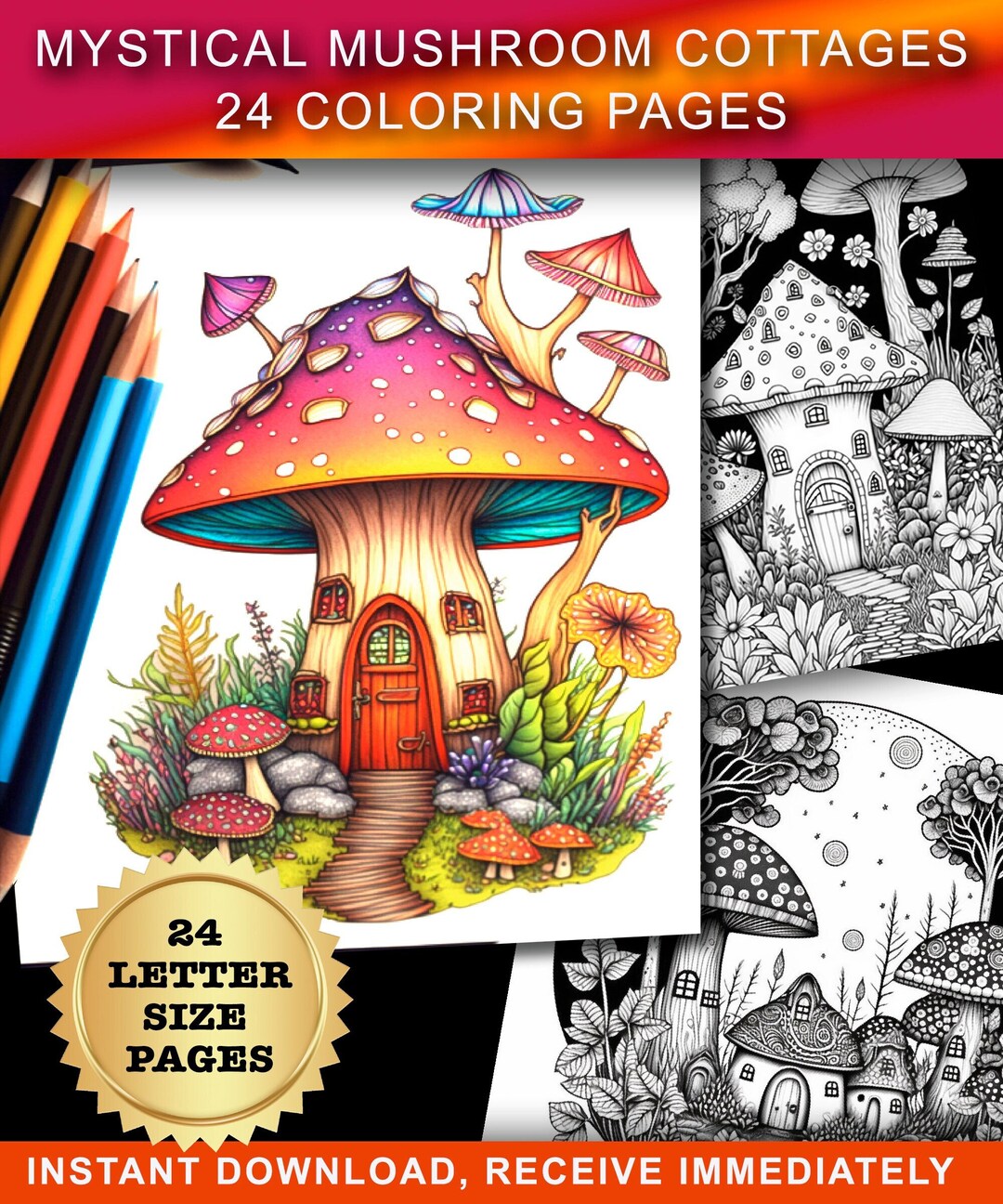 24 Mystical Mushroom Cottages Coloring Pages Printable Coloring for ...