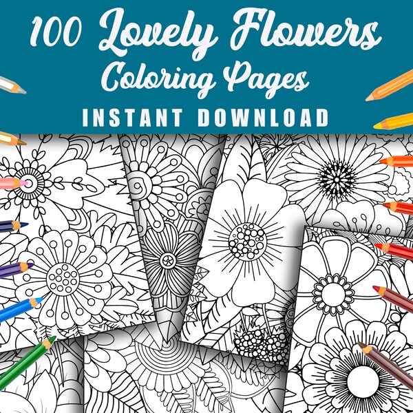 100 Coloring Pages - Etsy UK