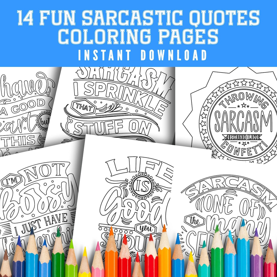 14 Sarcastic Coloring Pages | 14 Printable Adult Fun, Stress-free Humor ...