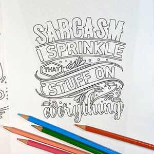 14 Sarcastic Coloring Pages | 14 Printable Adult Fun, Stress-free Humor ...