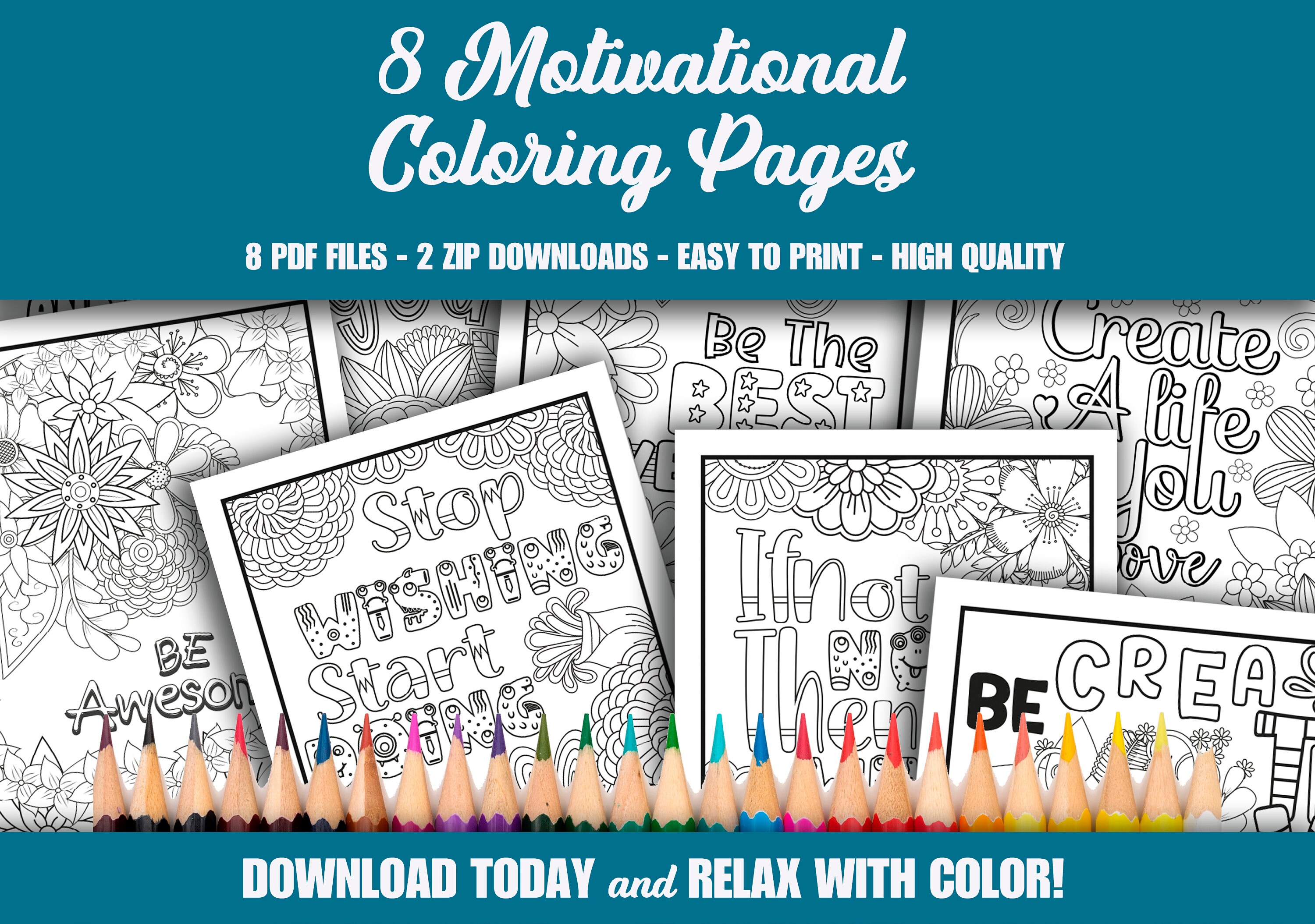 Motivational Adult 8 Coloring Pages | Printable Inspirational Color ...