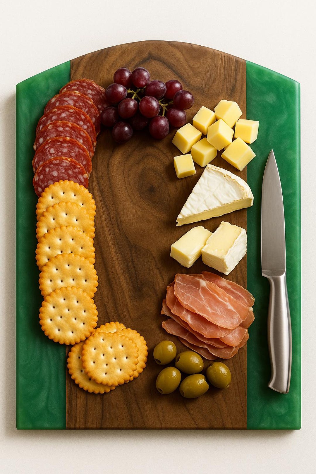 Emerald Green Resin & Walnut Charcuterie Board | Unique Serving Board ...