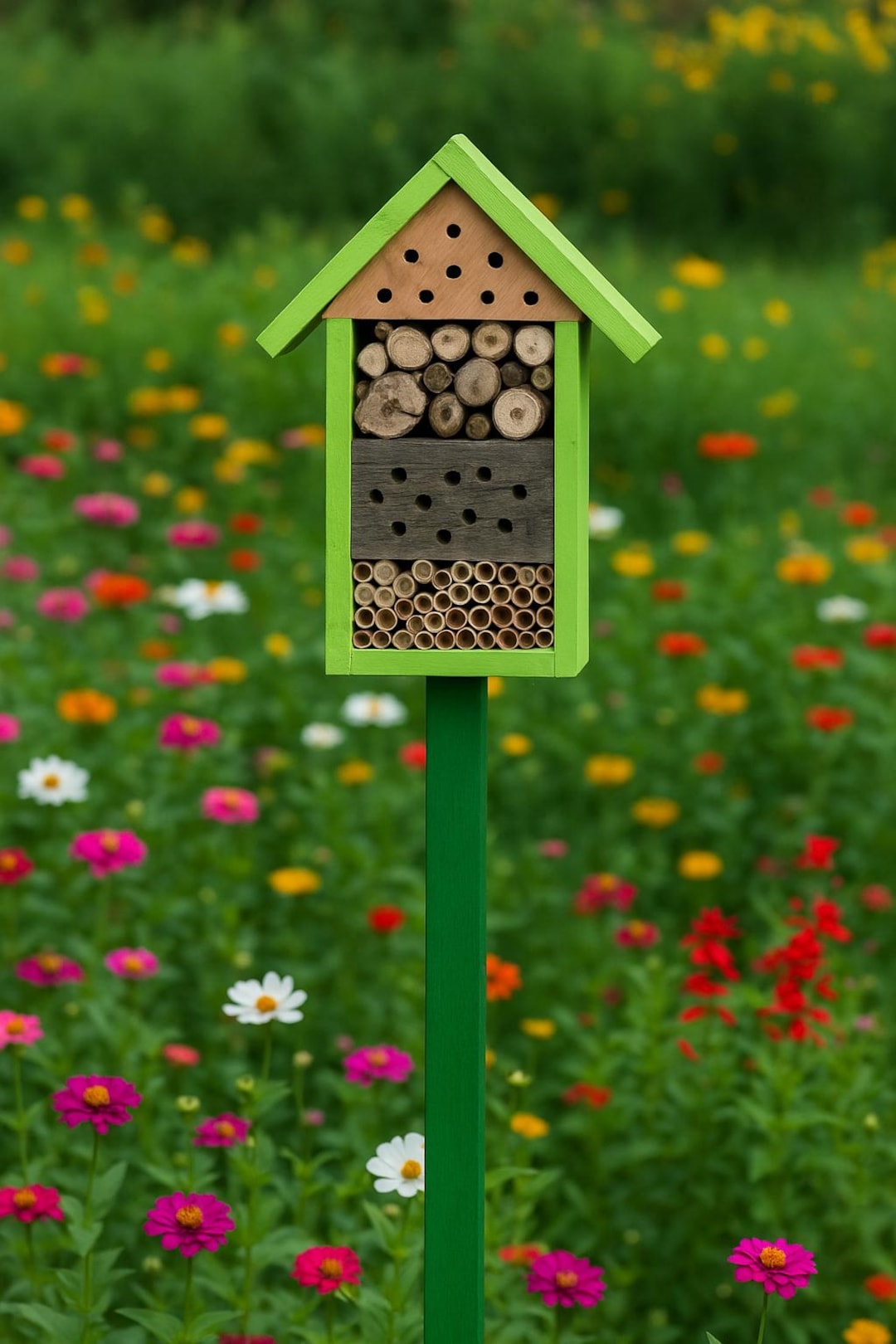 Handmade Wooden Bee Hotel – Natural Insect House for Solitary Bees ...