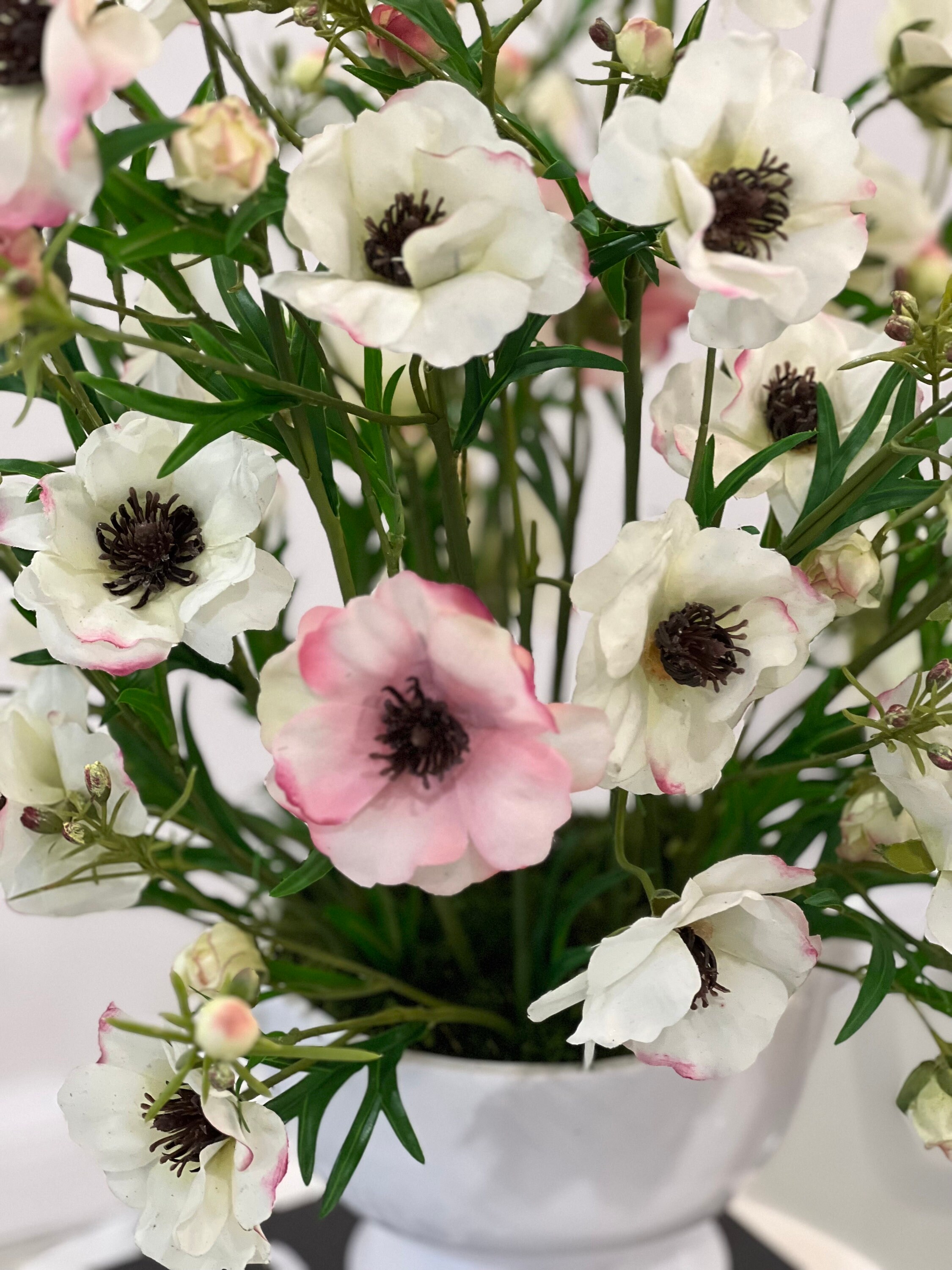 Elegant Faux Anemone Flower Arrangement, Realistic Silk Floral ...