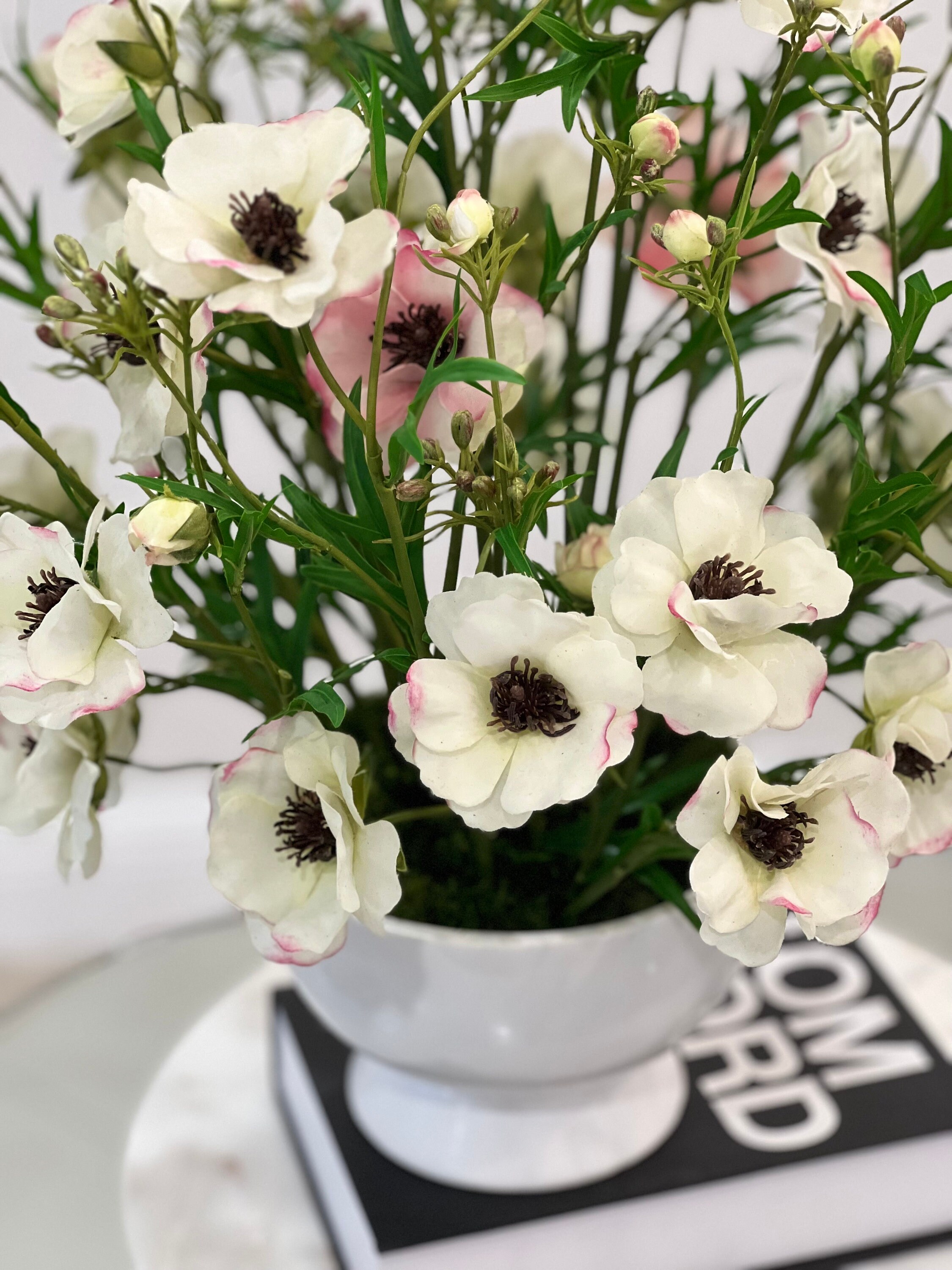 Elegant Faux Anemone Flower Arrangement, Realistic Silk Floral ...