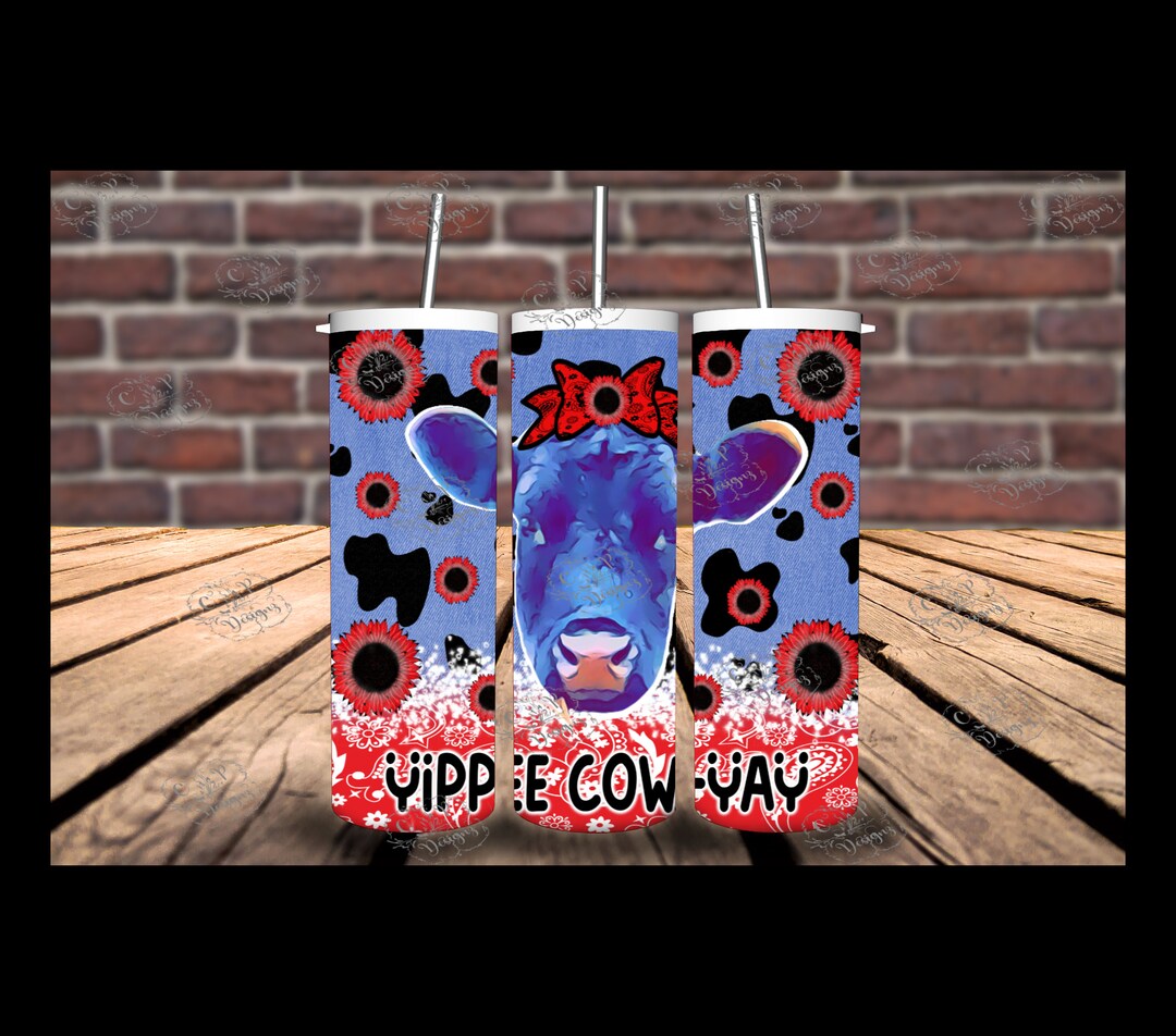 Yippee Cow-yay Tumbler Sublimation Design Png File, Cow, Paisley ...