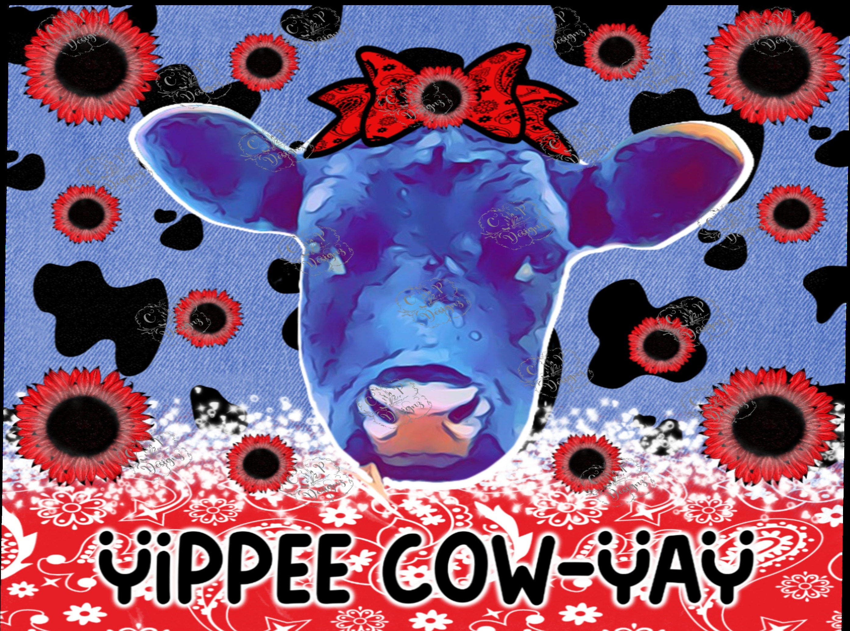 Yippee Cow-yay Tumbler Sublimation Design Png File, Cow, Paisley ...