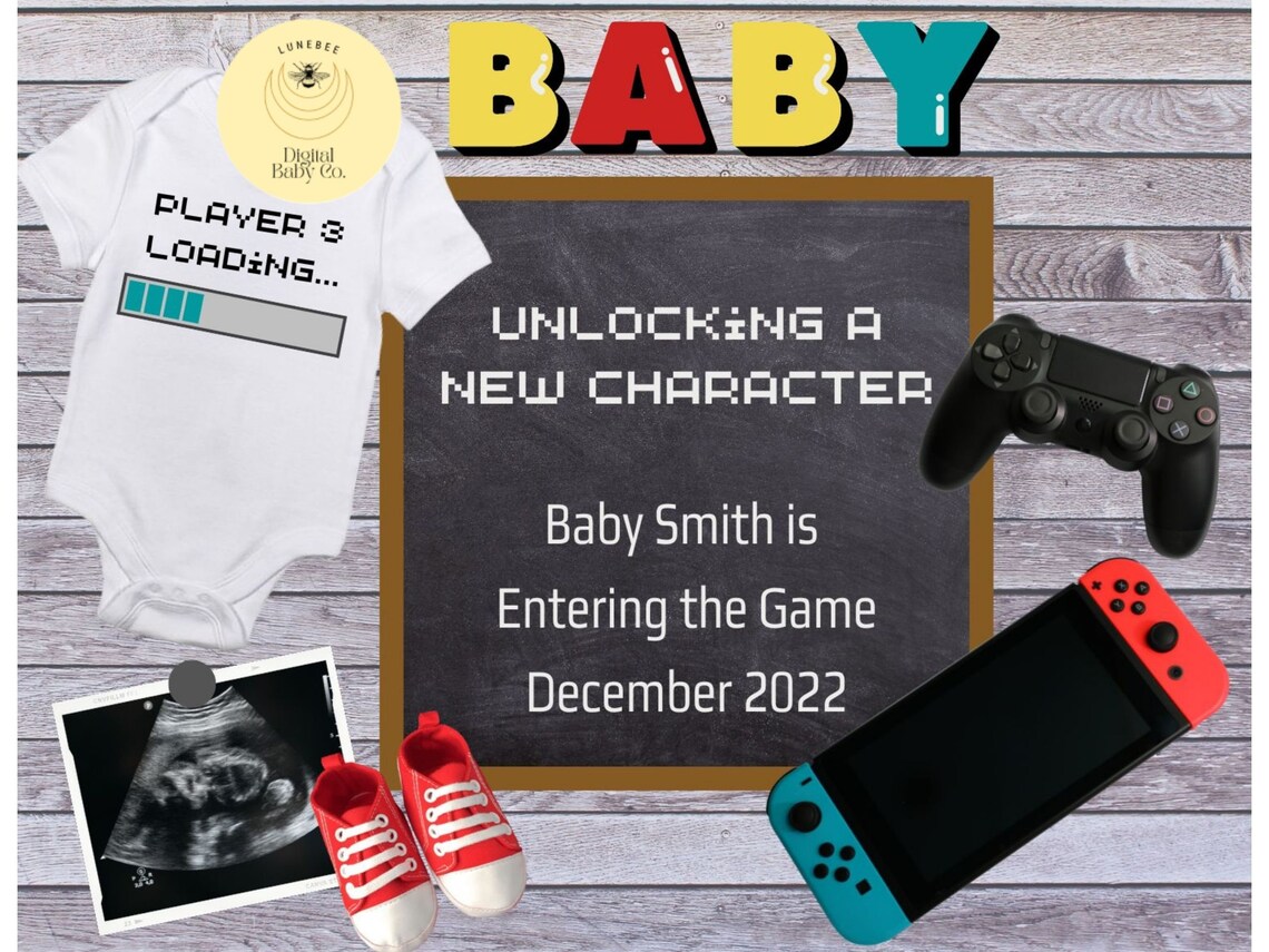 Pregnancy Announcement Mockup| Baby Announcement | Video Game Pregnancy ...