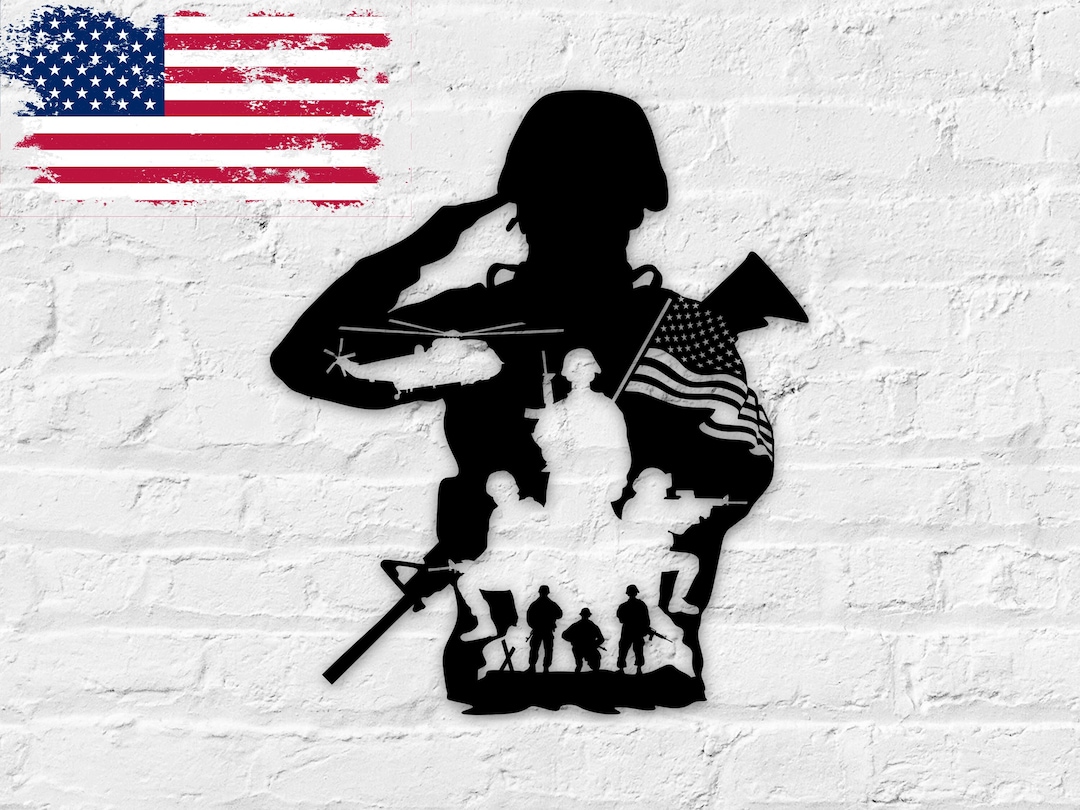 US Soldier Metal Sign, Soldier Salute Sign, Army Sign, Marine Sign ...