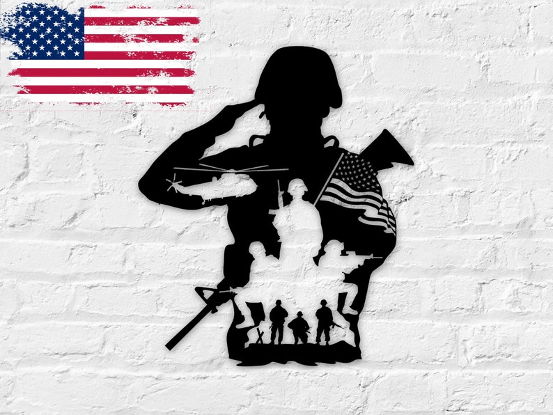 US Soldier Metal Sign, Soldier Salute Sign, Army Sign, Marine Sign ...