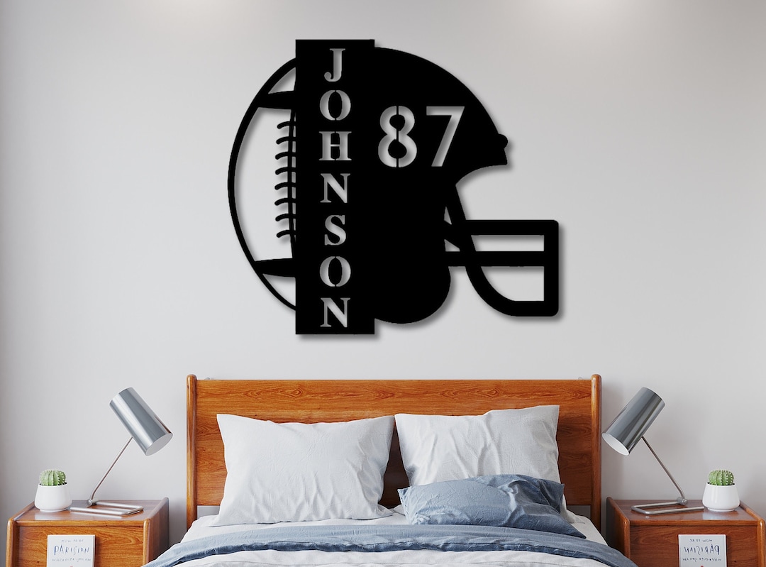 Custom Football Metal Sign, Football Wall Decor, Football Helmet Sign ...