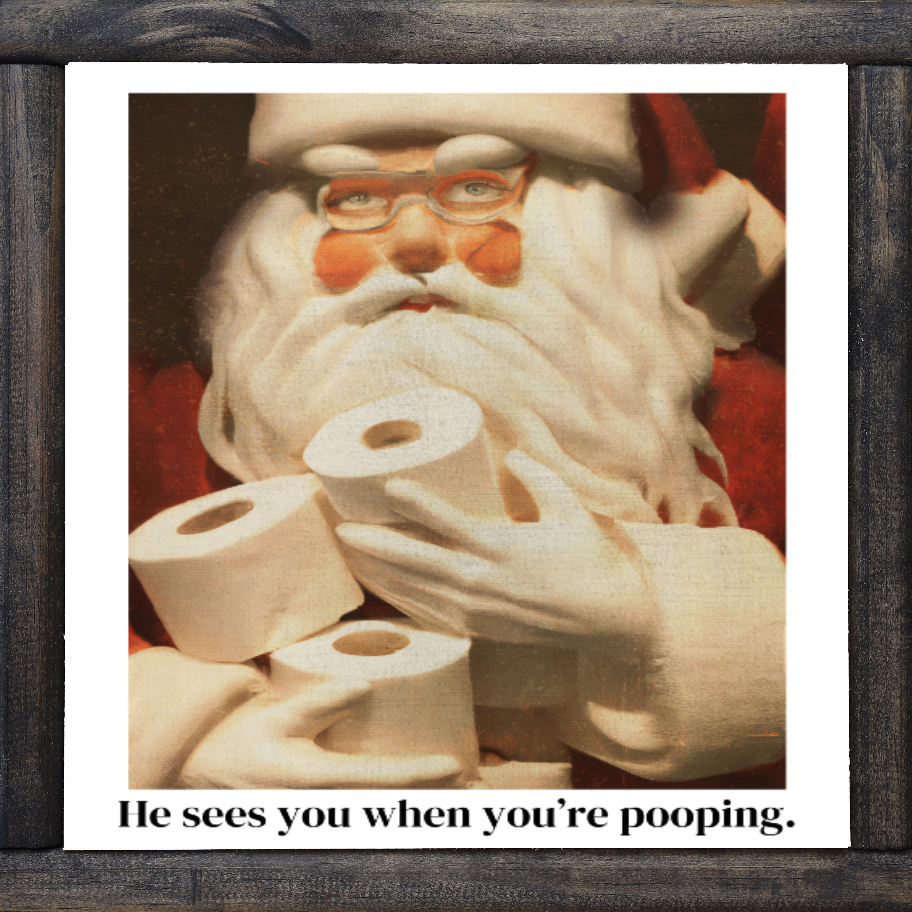 He Sees You When You're Pooping Santa Bathroom Sign Funny - Etsy