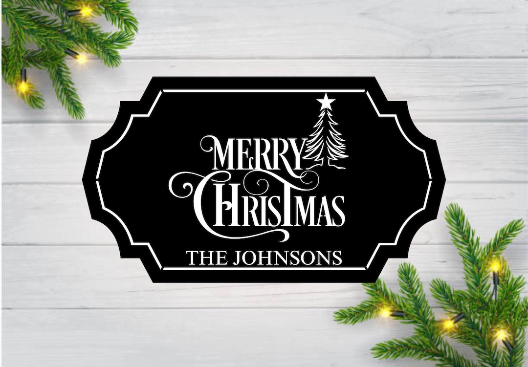 Personalized Metal Christmas Sign, Custom Name Merry Christmas Sign ...