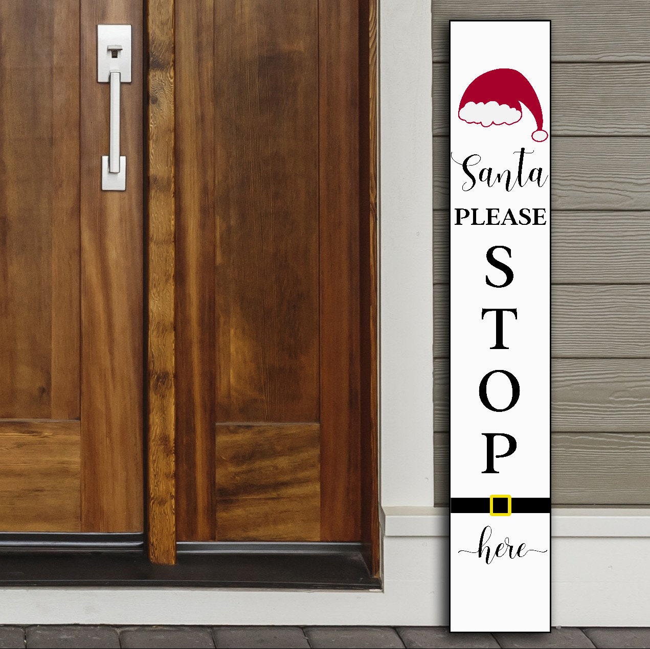 Santa Please Stop Here Porch Sign Santa Wood Porch Sign - Etsy