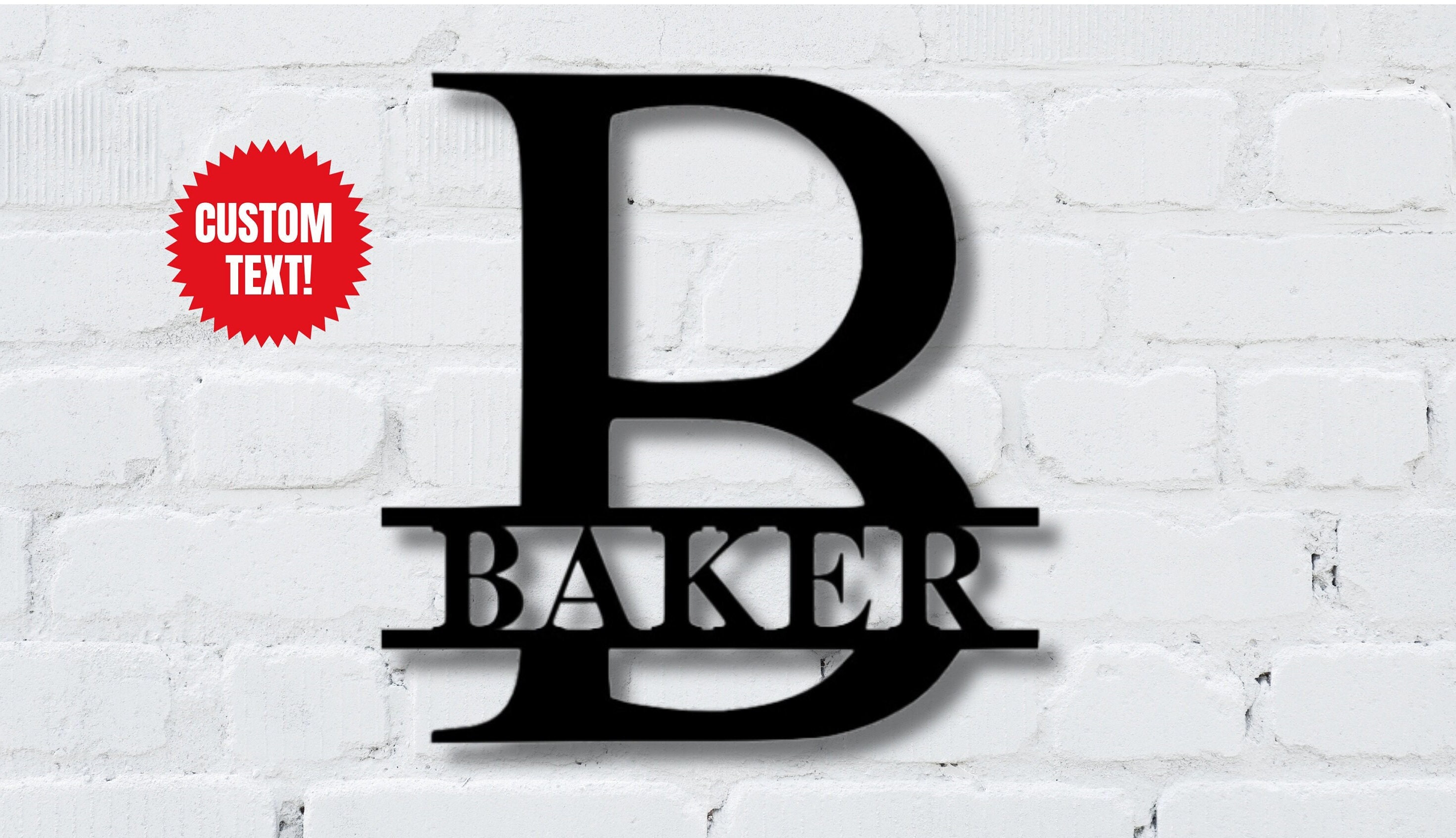 Custom Split Monogram Name Sign, Last Name Sign, Personalized Metal ...