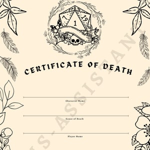 Dnd Death Certificates Handout - 3 Versions | D&D Gift Idea | DM ...
