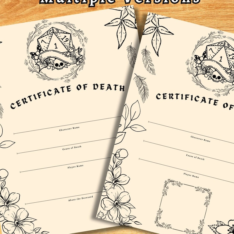 Death Certificate Sheet - Etsy