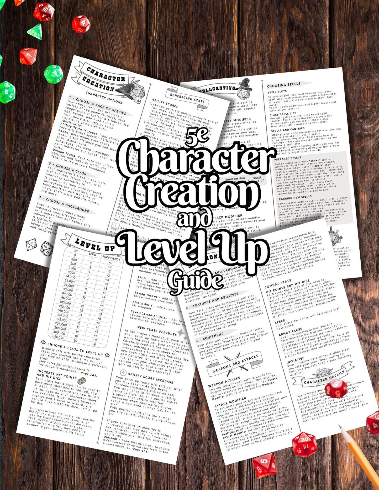 Dnd 5e Character Creation & Level up Guide for Beginners (digital ...
