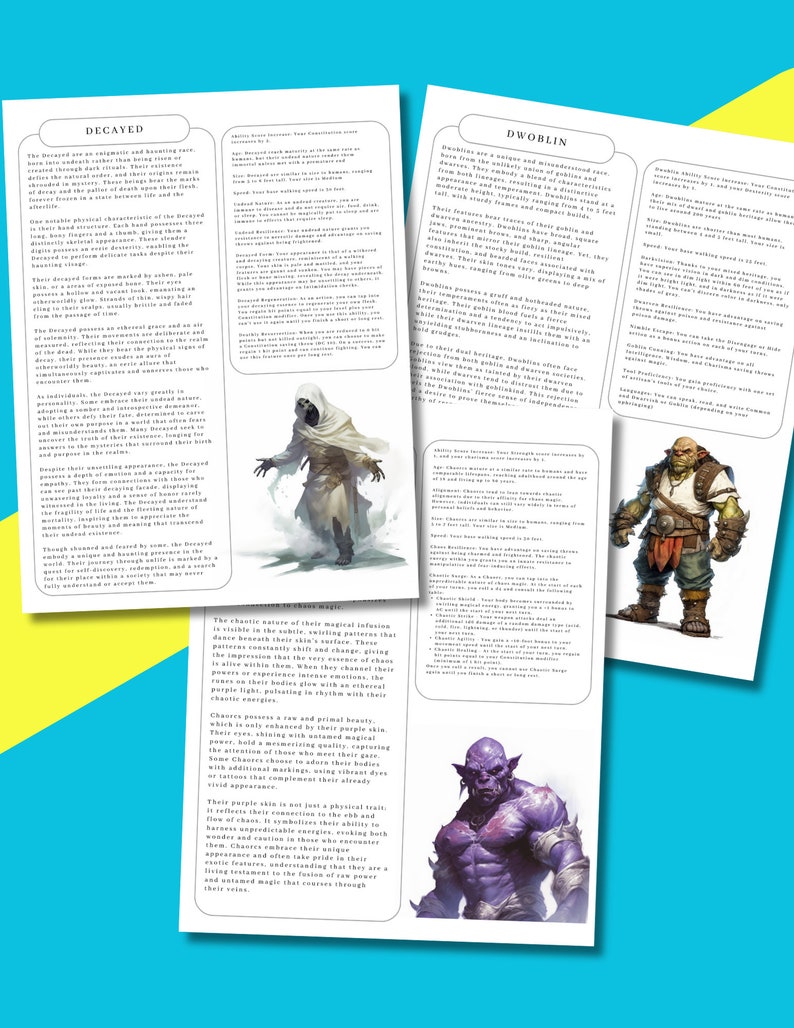 20 Custom D&D 5e Races Custom Art Fully Unique and Fleshed - Etsy