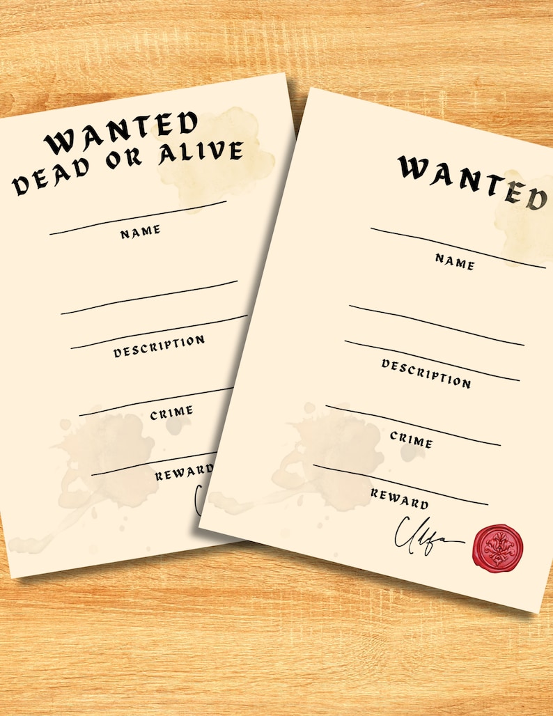 D&D Poster Template Pack: Bounty, Quest, Wanted (form Fillable PDF) - Etsy