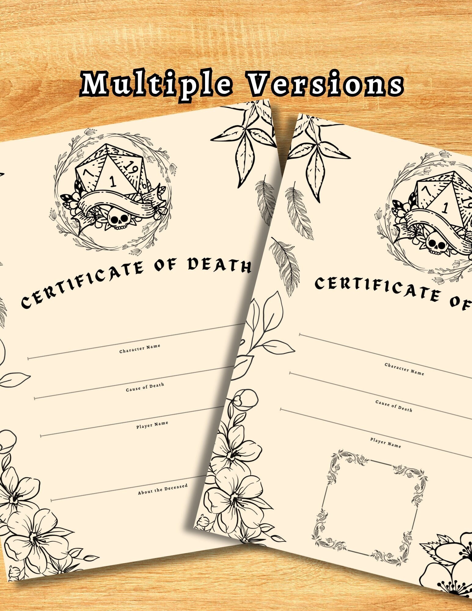 Dnd Death Certificates Handout - Character Memorial (PDF) - Etsy UK