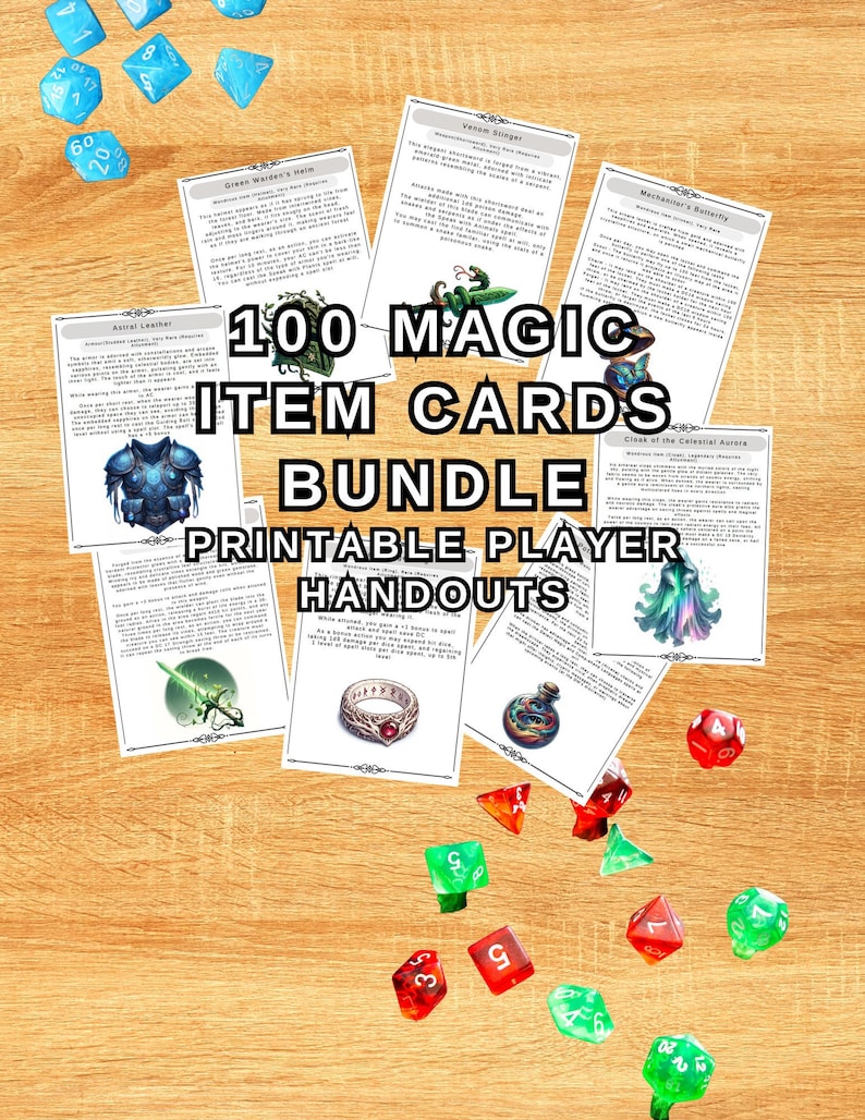 100 Magic Item Cards for D&D 5e Printable PDF With Unique - Etsy UK
