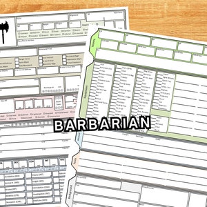 Dnd 5e Custom Character Sheets: All 12 Classes (digital Download) - Etsy