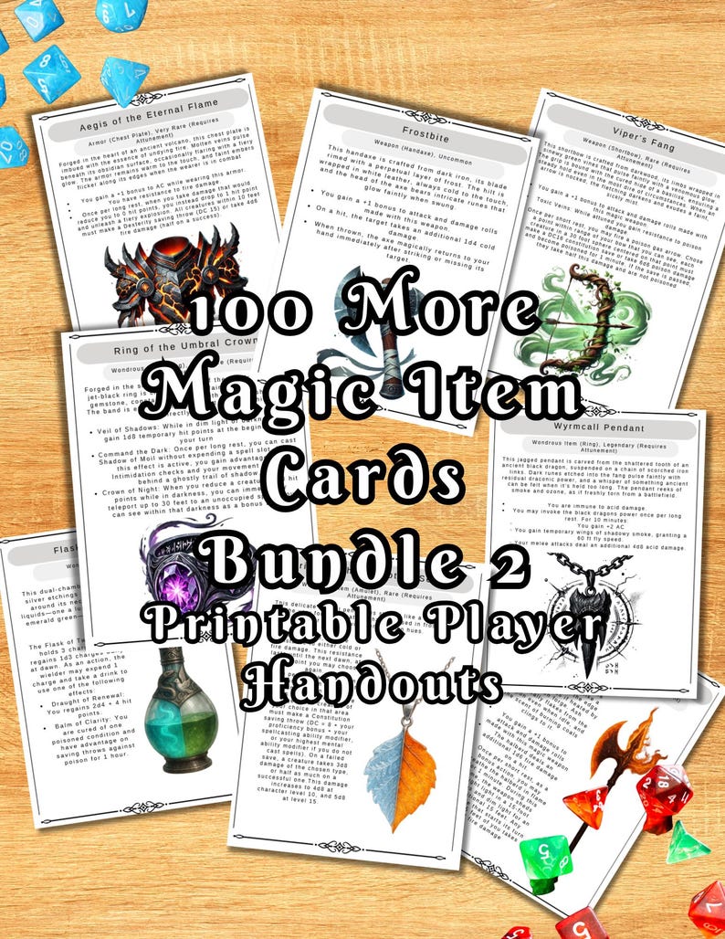 D&D 5e Magic Item Cards: Unique Art, Magical Effects (printable PDF) - Etsy