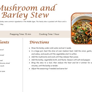 D&d-inspired Medieval Recipes - Digital PDF Recipe Cards/cook Book - Etsy