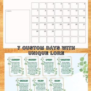 Dnd Campaign Calendar: Custom Months, Days & Lore (digital Download) - Etsy