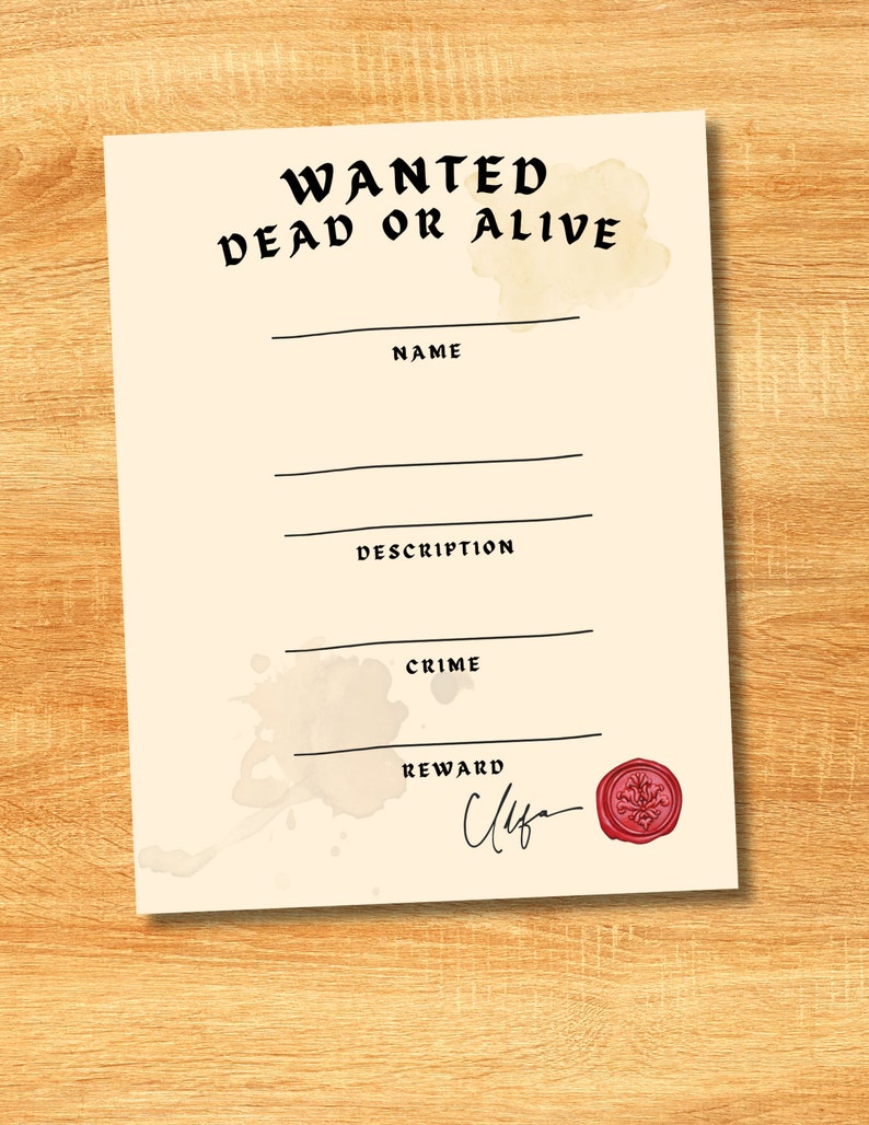 D&D Poster Template Pack: Bounty, Quest, Wanted (form Fillable PDF) - Etsy
