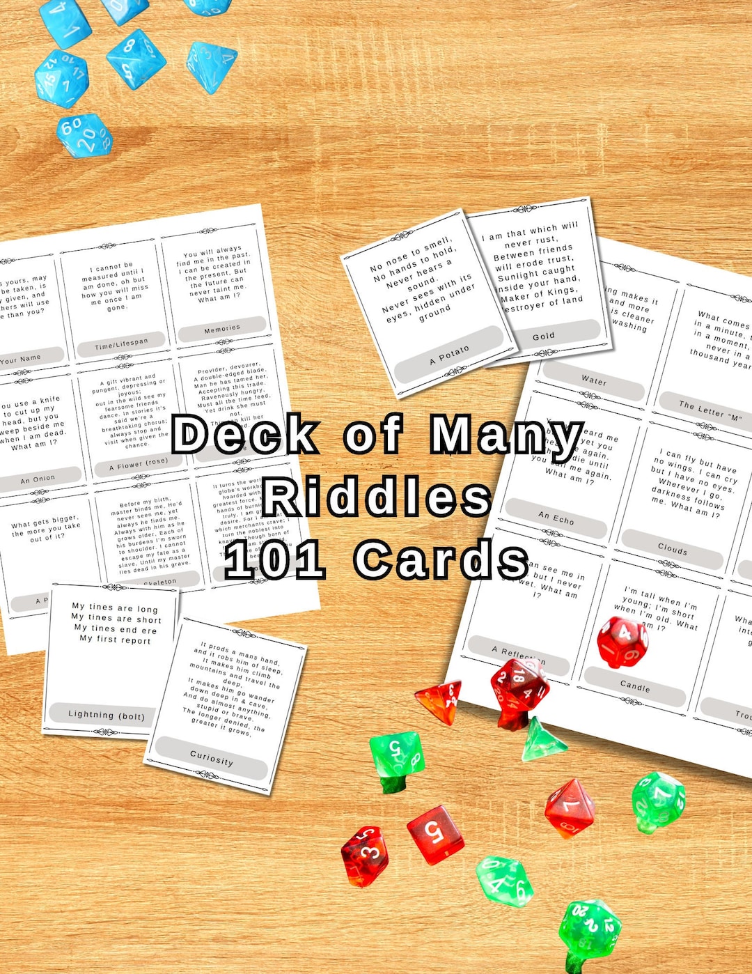 101 Printable Riddle Cards for D&D Dms: Deck of Many Riddles. - Etsy