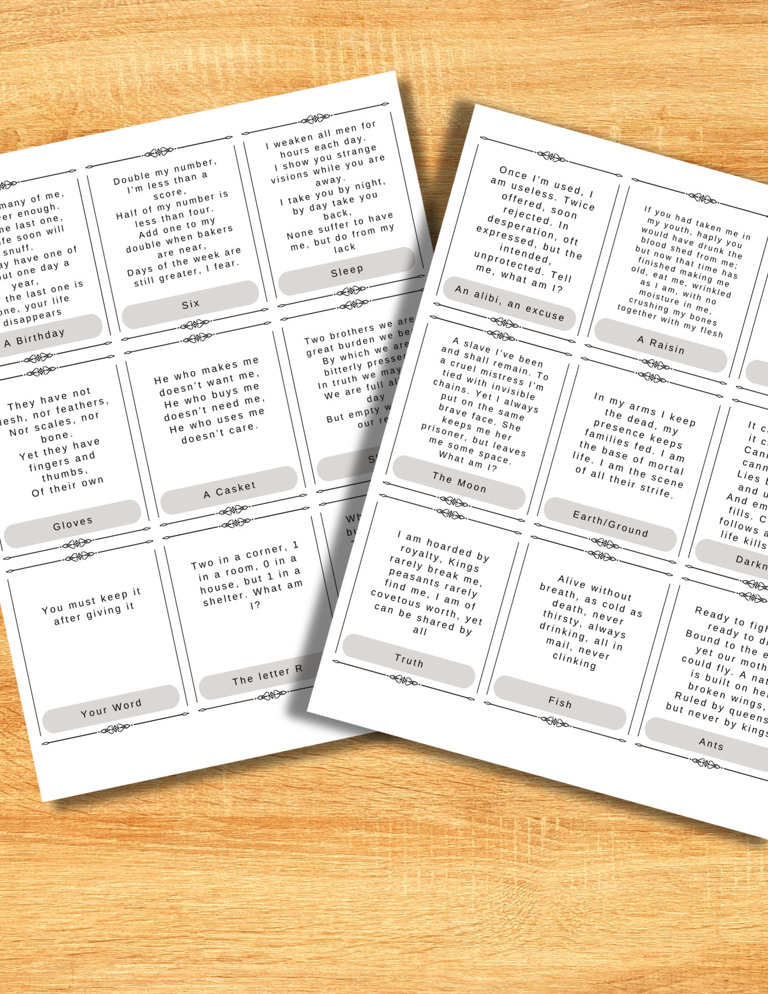 101 Printable Riddle Cards for D&D Dms: Deck of Many Riddles. - Etsy