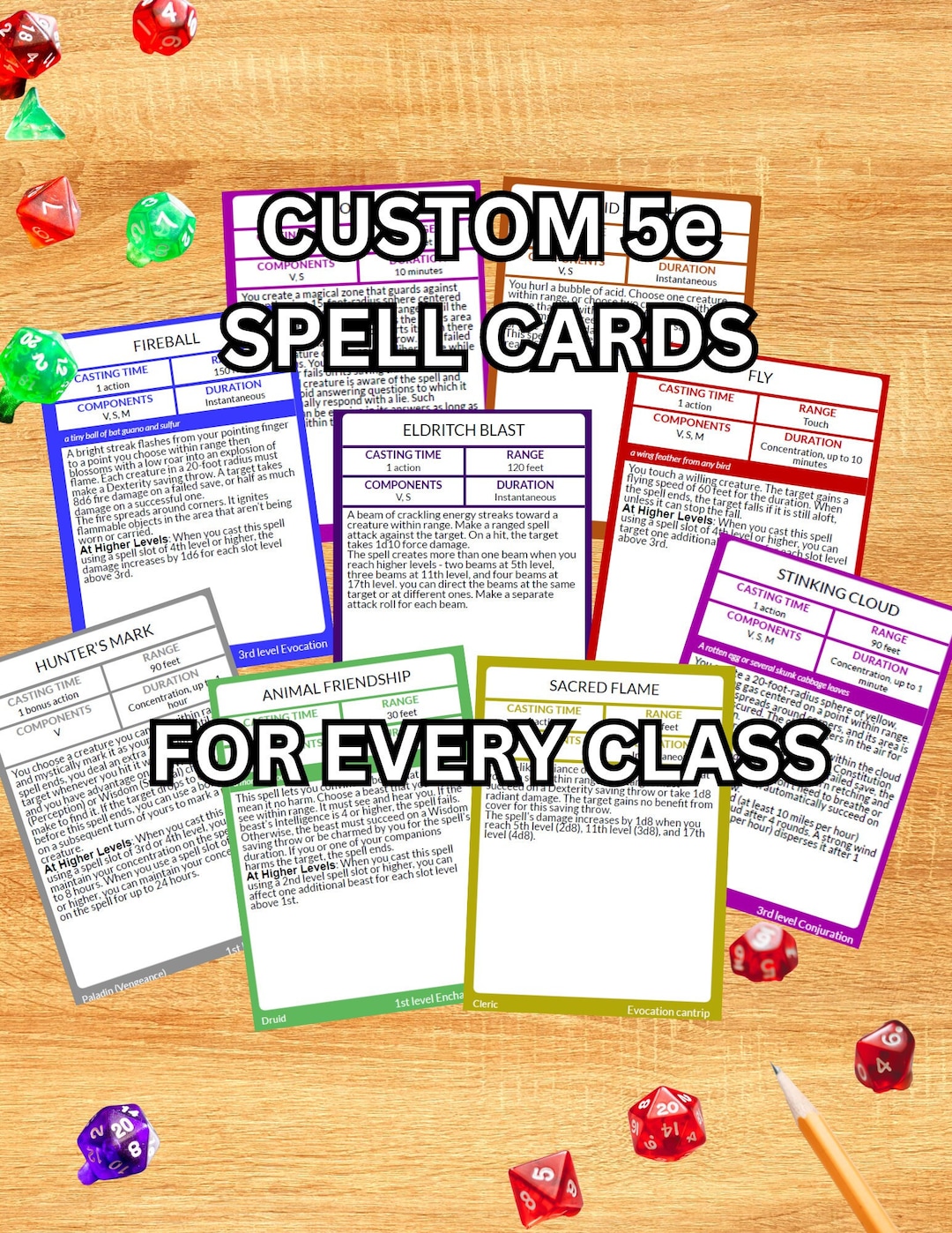 D&D 5e Spell Cards: Color-coded Class Labeled (digital Download) - Etsy