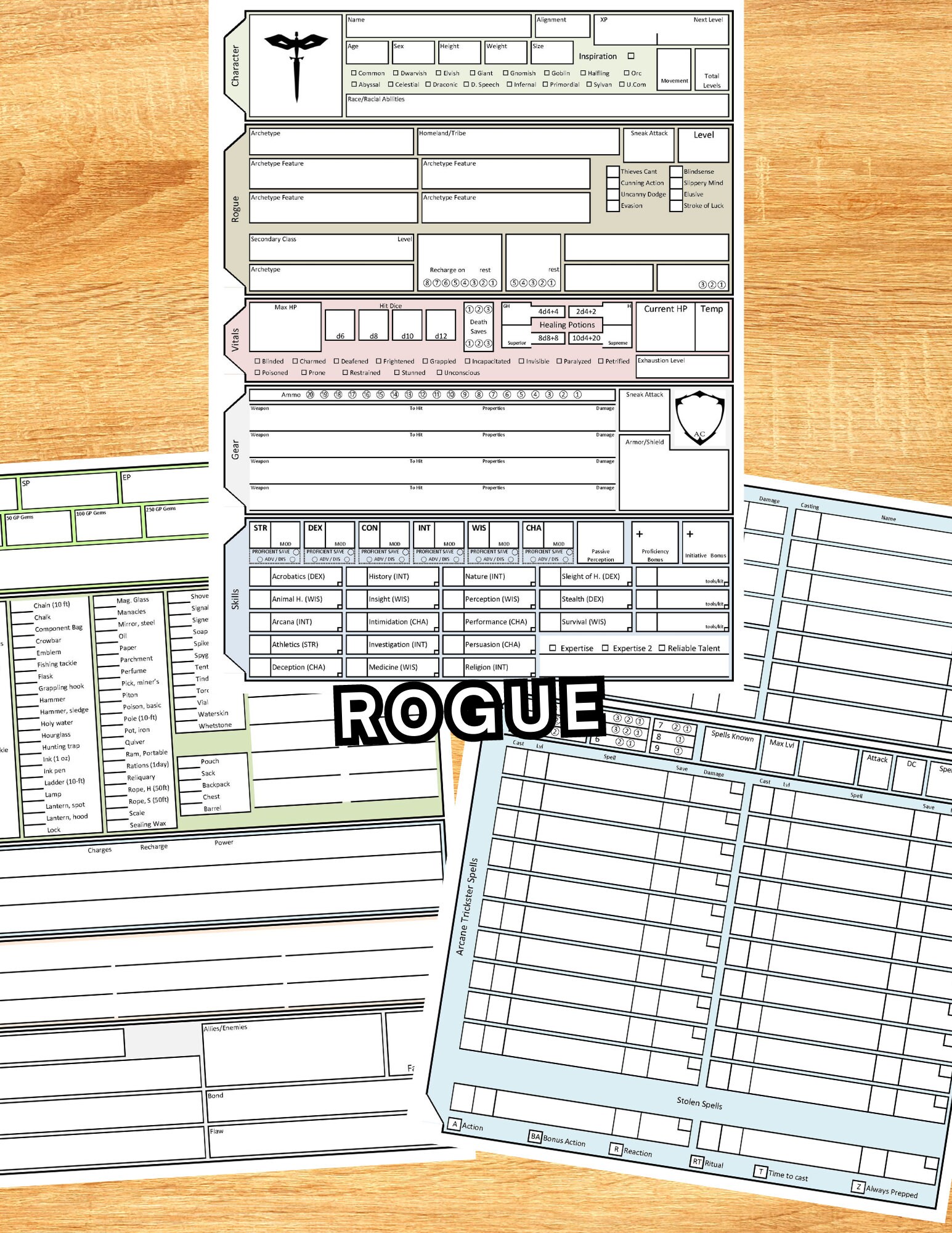 Dnd 5e Custom Character Sheets: All 12 Classes (digital Download) - Etsy