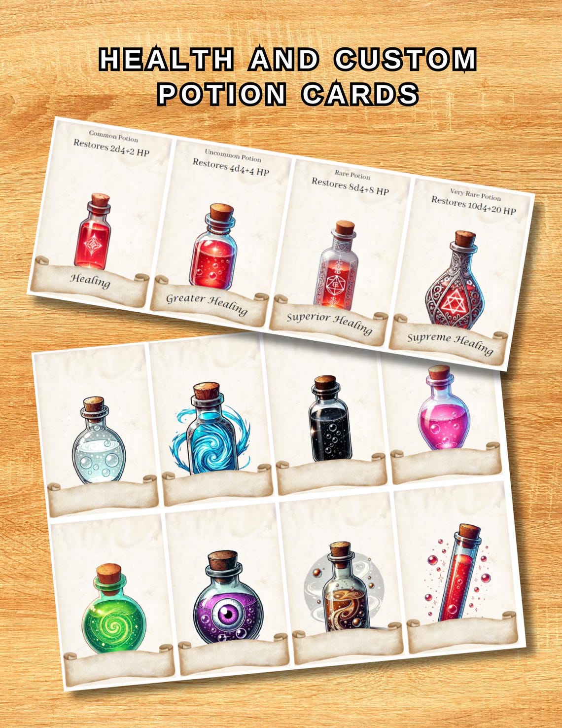 D&D Condition and Potion Cards Printable Bundle: Complete Set of 15 5e ...