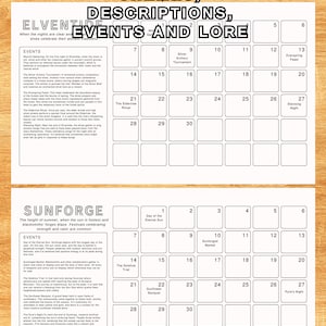 Dnd Campaign Calendar: Custom Months, Days & Lore (digital Download ...