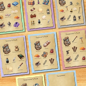 DND Equipment Packs - Visual Reference Item Cards - Printable Download ...