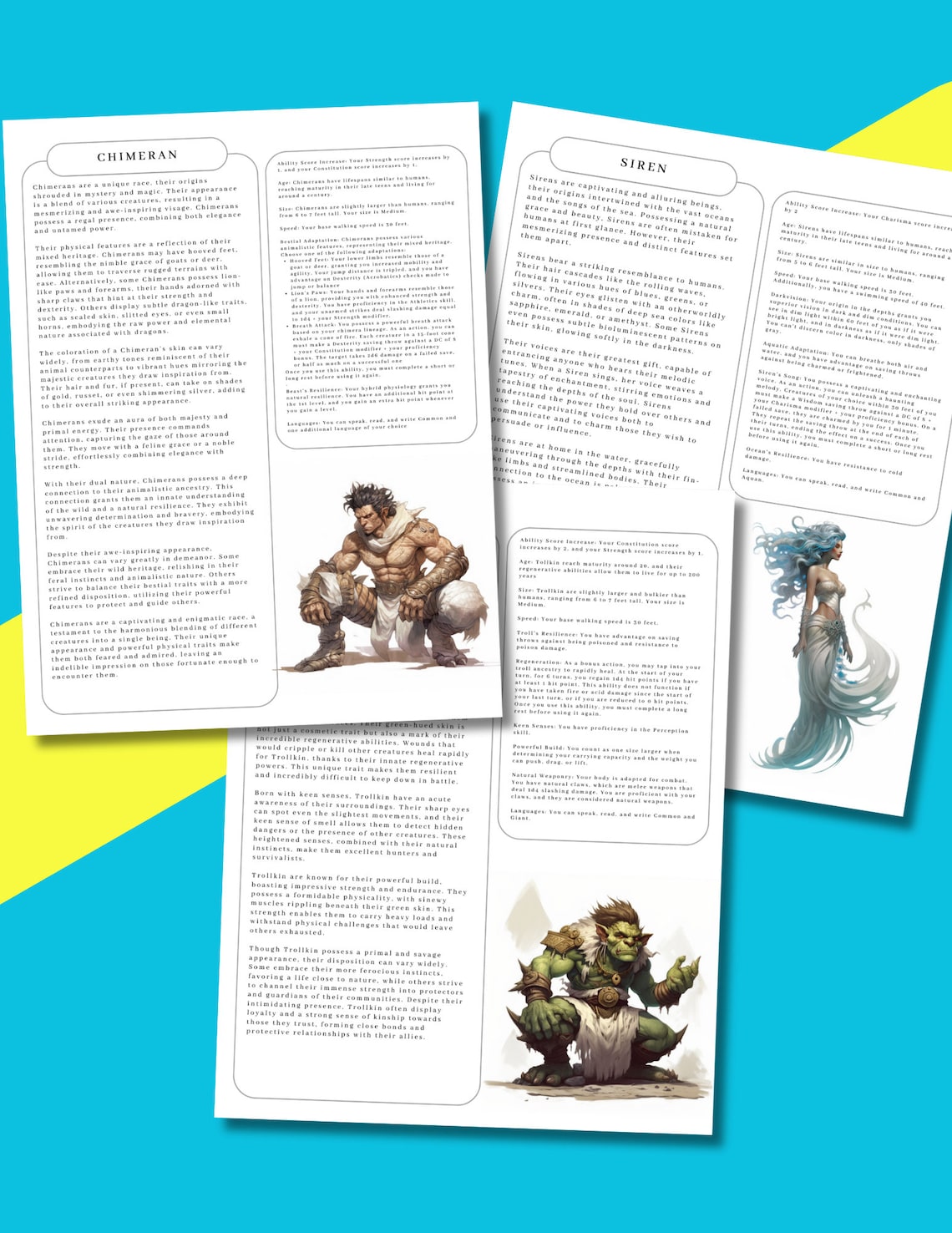 20 Custom D&D 5e Races Custom Art Fully Unique and Fleshed - Etsy