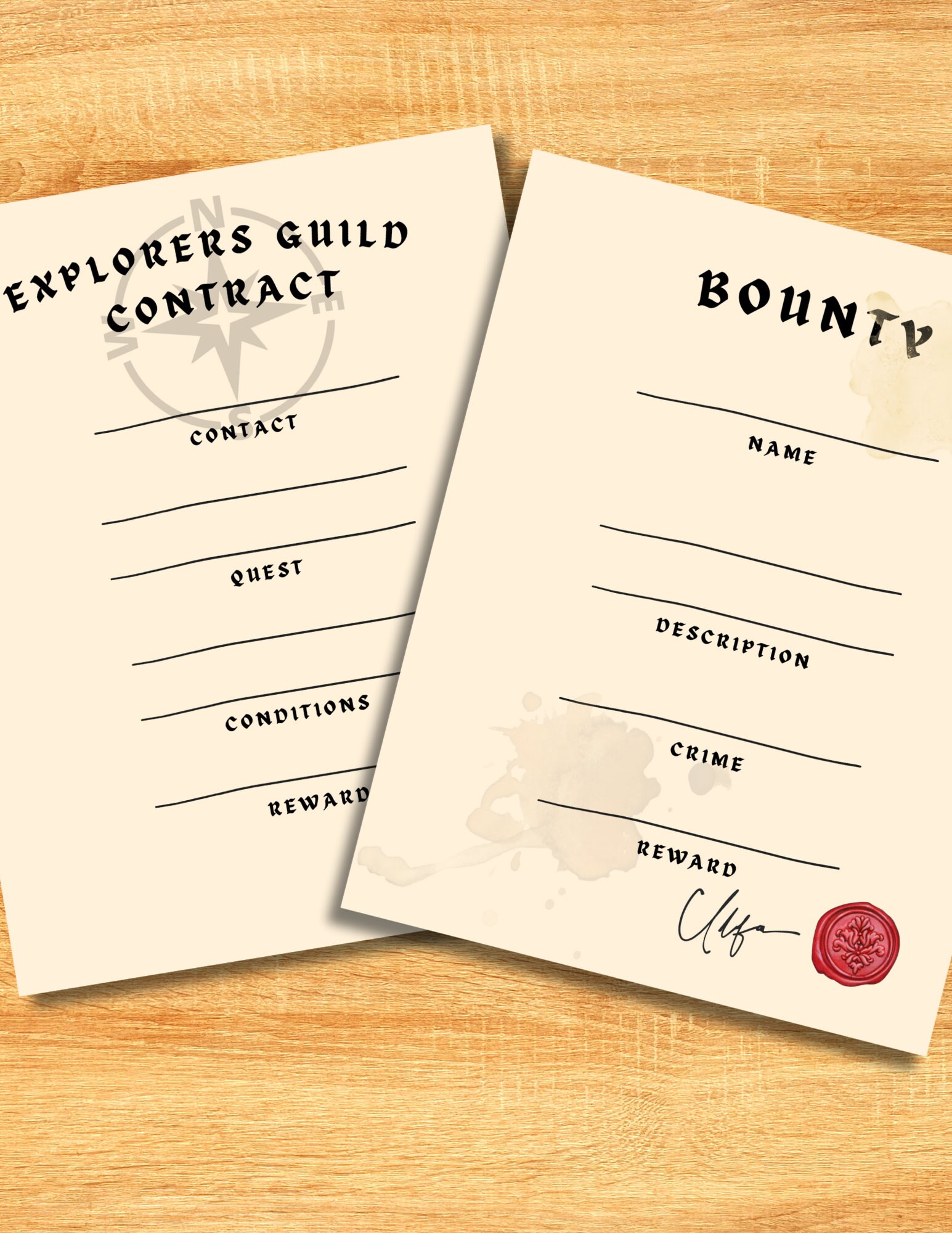 D&D Poster Template Pack: Bounty, Quest, Wanted (form Fillable PDF) - Etsy