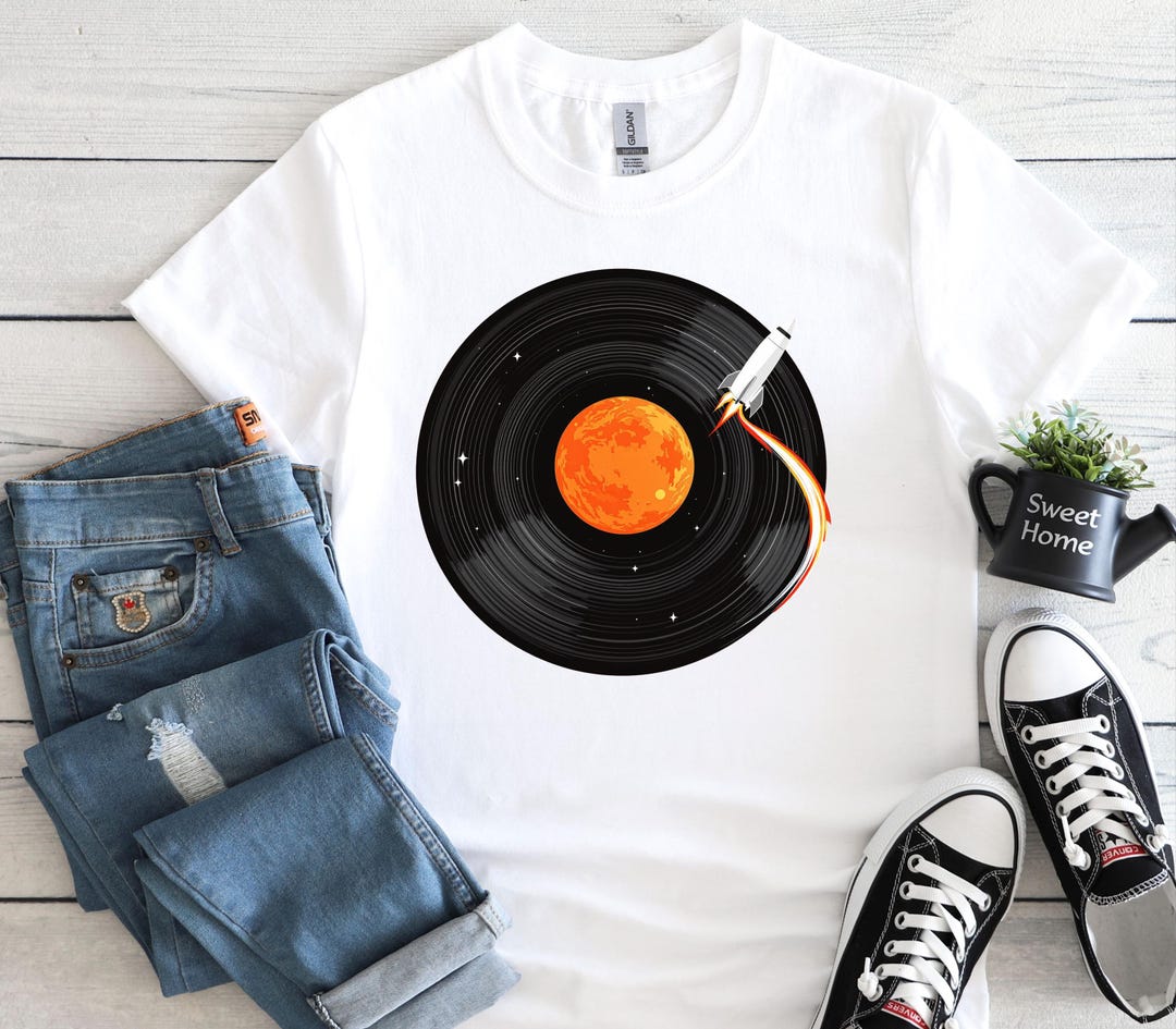 Space Vinyl Record Art - Retro Rocket PNG Digital Download - Sci-fi ...