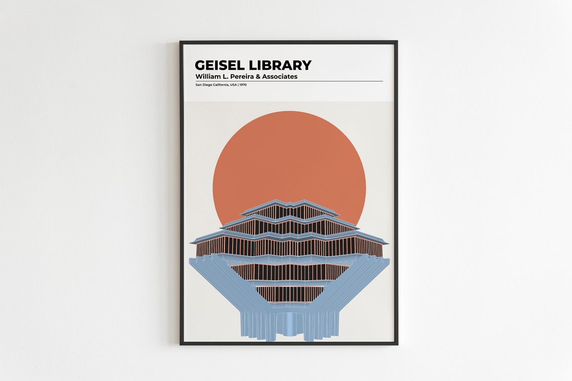 Architecture Poster Geisel Library San Diego Architecture - Etsy
