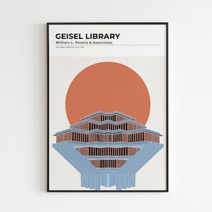 Architecture Poster Geisel Library San Diego Architecture - Etsy