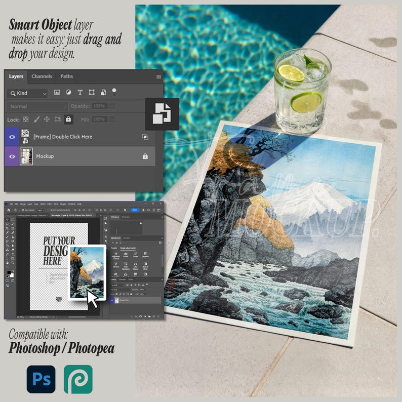 A4 Poster Photoshop Mockup Template for Wall Art and Prints, Minimal ...