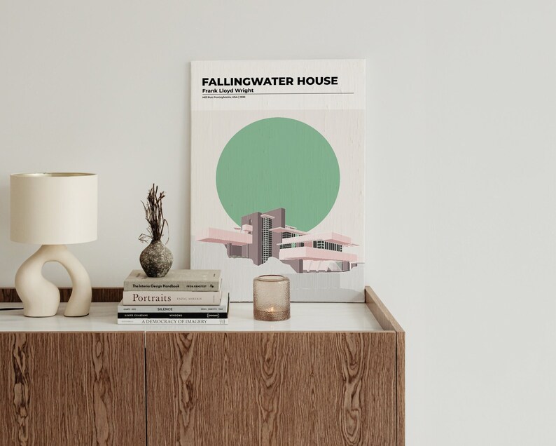 Architecture Poster | Fallingwater House Frank Lloyd Wright ...