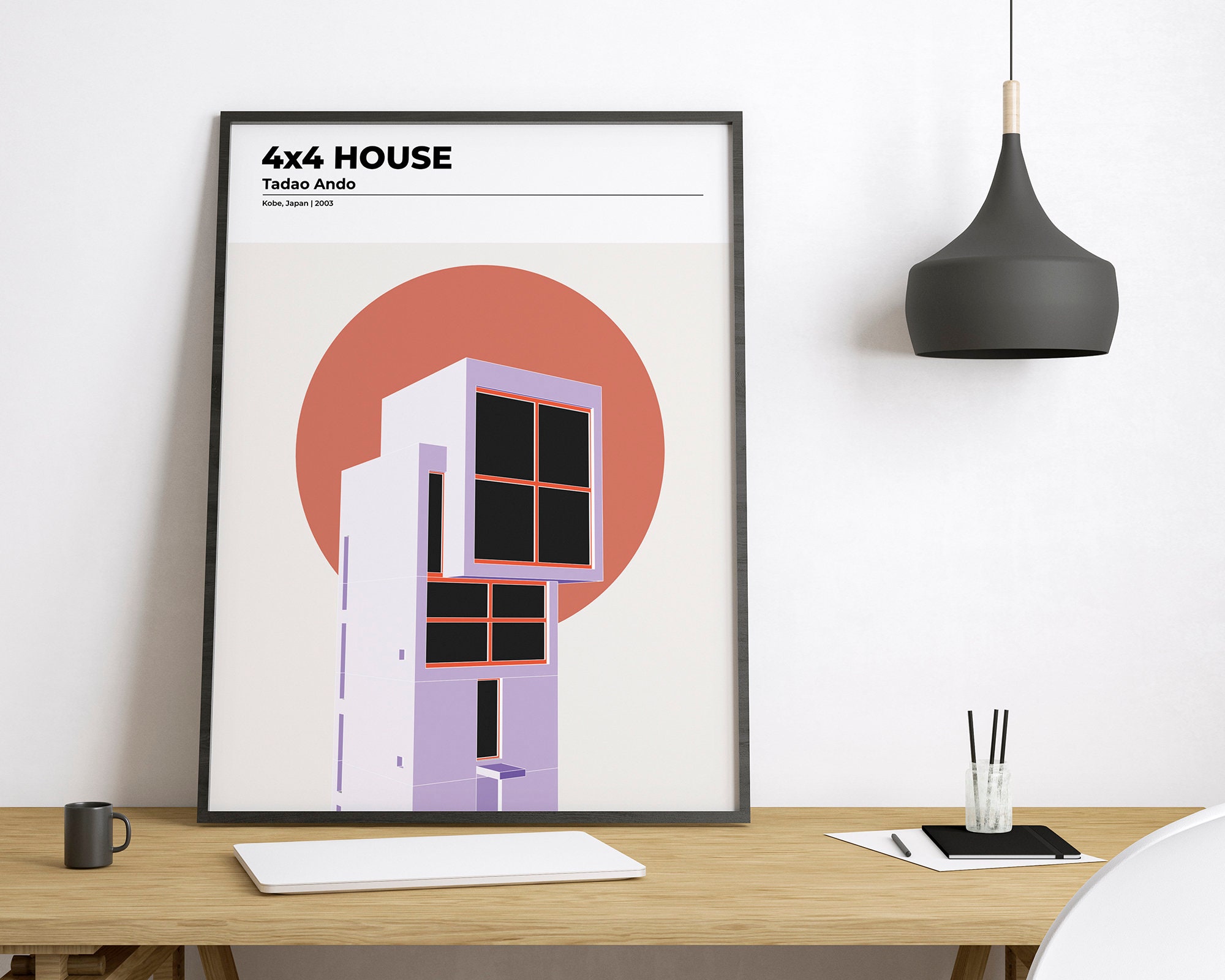 Architecture Poster | Tadao Ando 4x4 House | Architecture Print | Wall ...