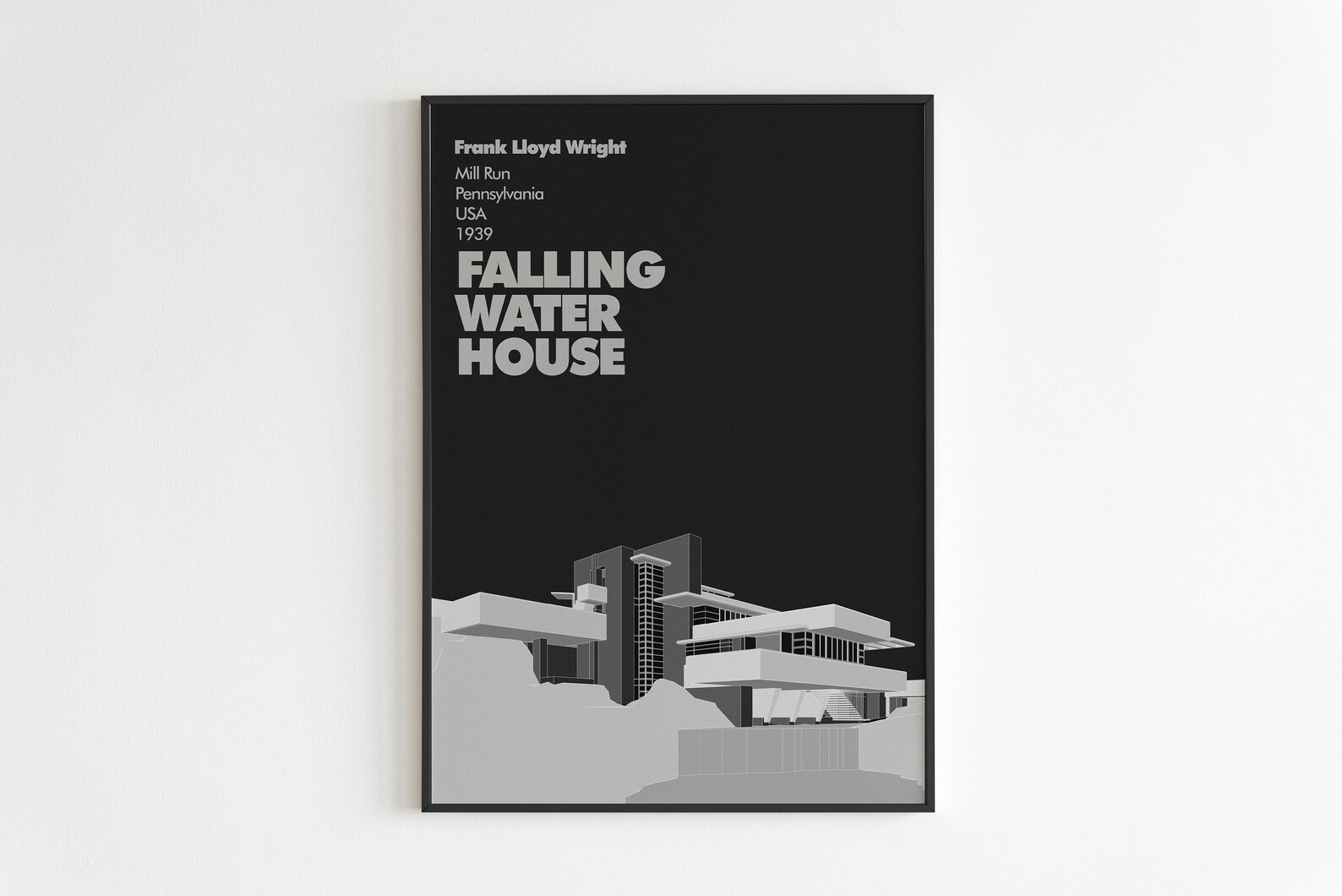 Architecture Print Fallingwater House Frank Lloyd Wright Architecture ...