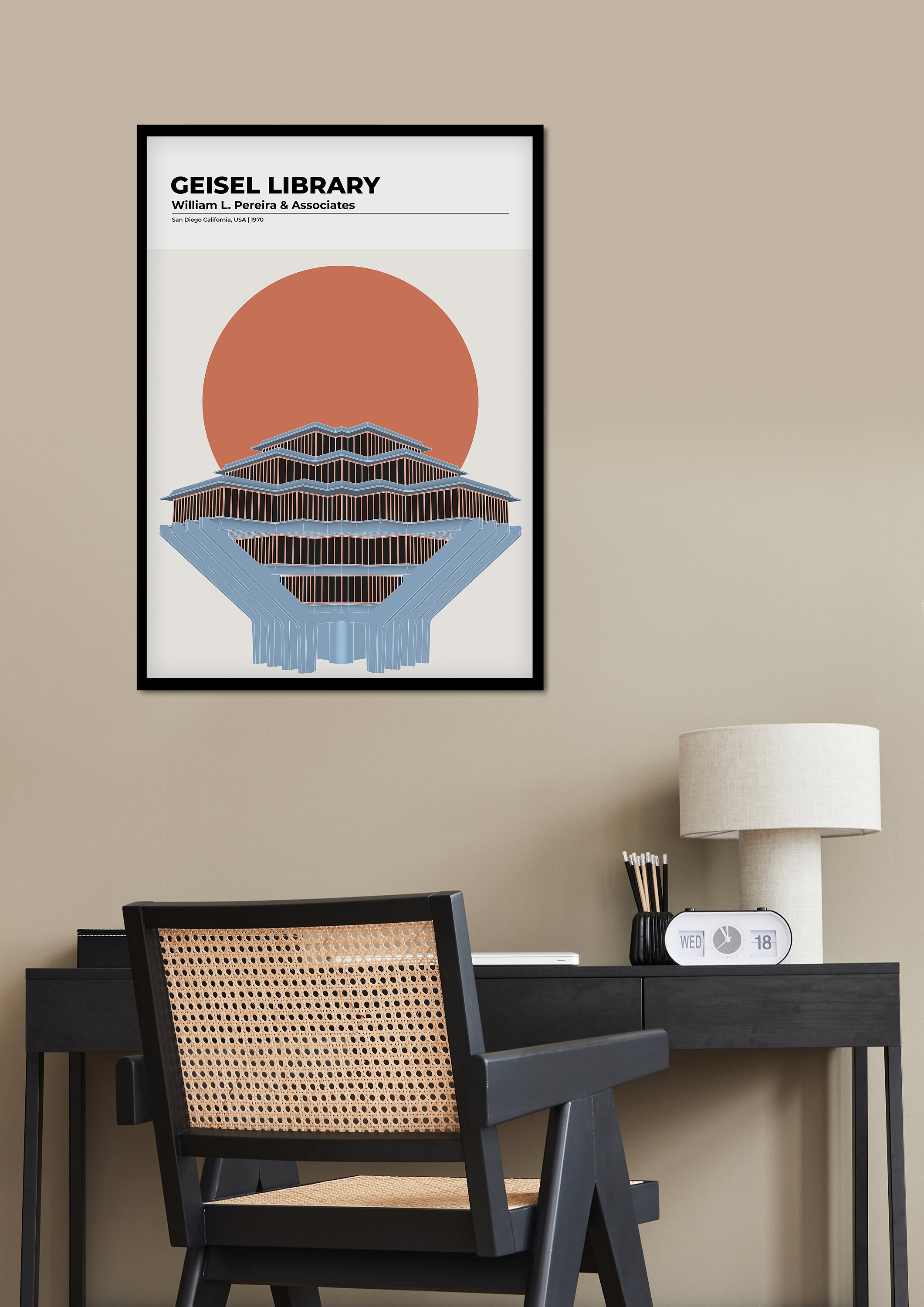 Architecture Poster Geisel Library San Diego Architecture Print Wall ...